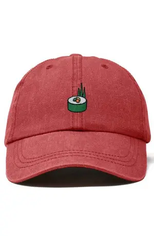 DALIX Sushi Roll Embroidered Cap - Washed Red