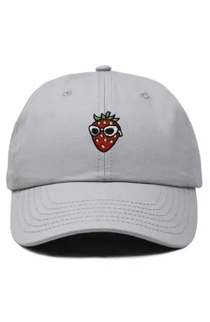 DALIX Strawberry Embroidered Cap Gray