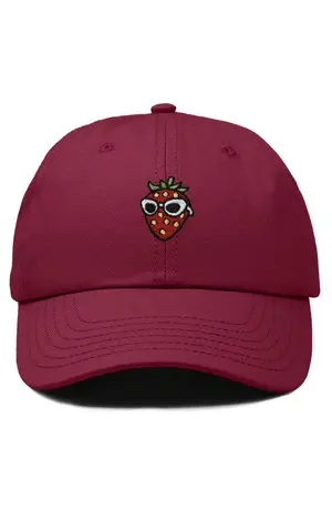 DALIX Strawberry Embroidered Cap - Maroon