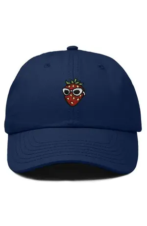 DALIX Strawberry Embroidered Cap - Navy Blue