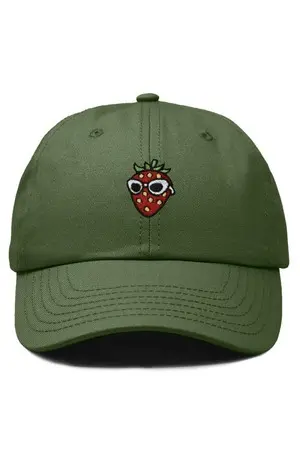 DALIX Strawberry Embroidered Cap Olive
