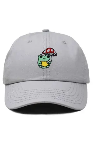 DALIX Dalix Mushroom Frog Embroidered Baseball Cap Gray