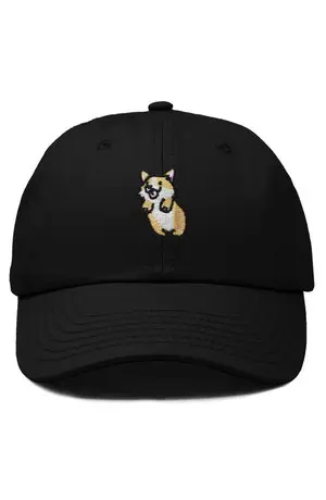 DALIX Dalix Leaping Corgi Embroidered Cap Black
