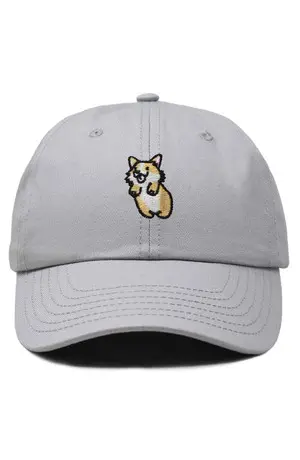 DALIX Dalix Leaping Corgi Embroidered Cap Gray