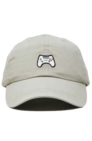 DALIX Game Controller Embroidered Cap - Washed Stone White
