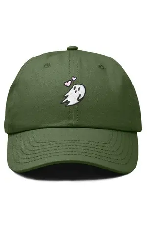 DALIX Heartly Ghost Embroidered Cap - Olive