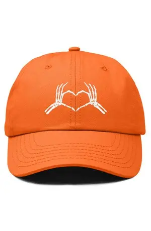 DALIX DALIX Skeleton Heart Embroidered Cap Orange