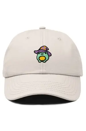 DALIX Dalix Sorcerer Frog Embroidered Dad Cap Beige