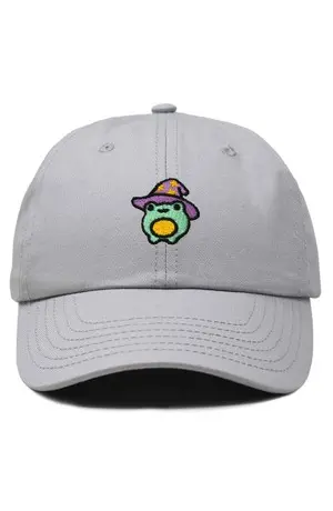 DALIX Dalix Sorcerer Frog Embroidered Dad Cap Gray