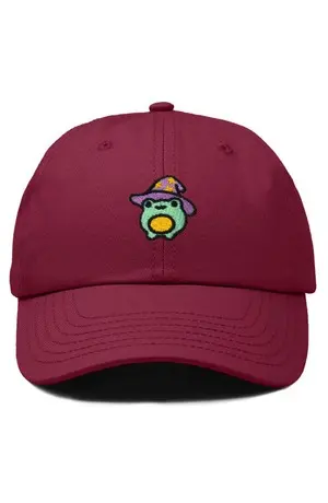 DALIX Dalix Sorcerer Frog Embroidered Dad Cap Maroon