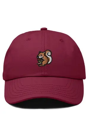 DALIX Dalix Squirrel Embroidered Cap Maroon