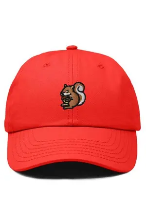 DALIX Dalix Squirrel Embroidered Cap Red