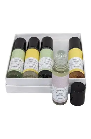 LIZUSH Essential Oils Roll-on With Crystals Set - White Gift Box