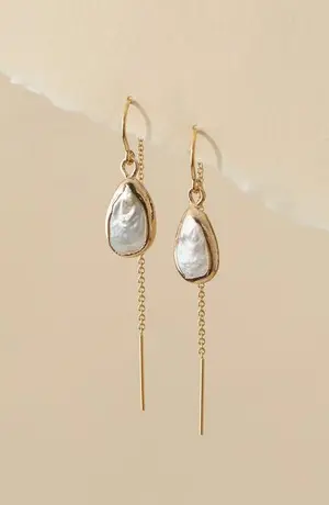 SET & STONES Carrie Baroque Pearl Threader Earrings