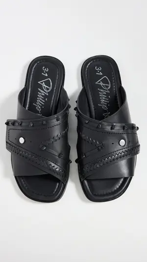 3.1 Phillip Lim Crossover Leather Slides