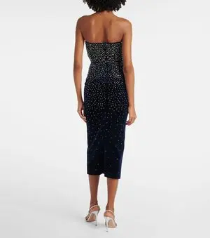 Alex Perry Embellished Velvet Midi Dress - Blue