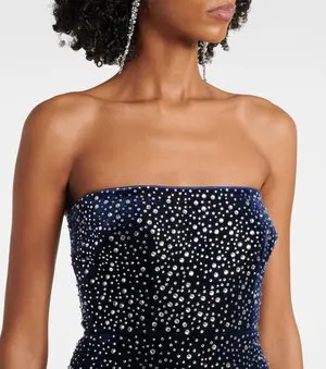 Alex Perry Embellished Velvet Midi Dress - Blue