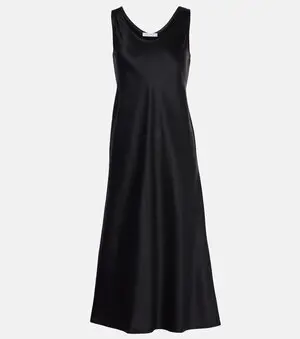 Max Mara Banjo Silk Satin Midi Dress - Black