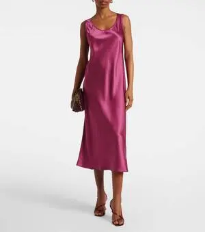 Max Mara Banjo Silk Satin Midi Dress - Pink