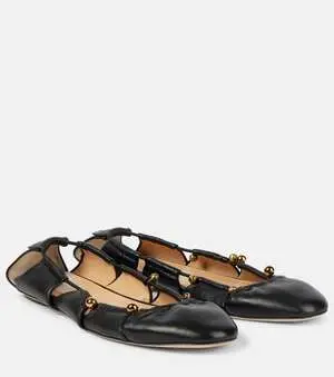 Chloé Luna Embellished Leather Ballet Flats - Black