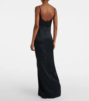 Attico Gathered Satin Maxi Slip Dress