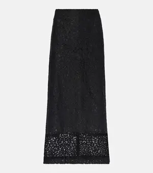 Proenza Schouler Floral Lace Maxi Skirt - Black