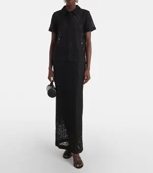 Proenza Schouler Floral Lace Maxi Skirt - Black