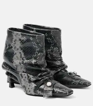 Attico Juno 95 Snake-effect Leather Ankle Boots