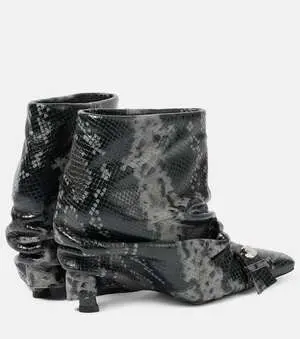 Attico Juno 95 Snake-effect Leather Ankle Boots