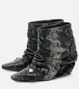 Attico Juno 95 Snake-effect Leather Ankle Boots