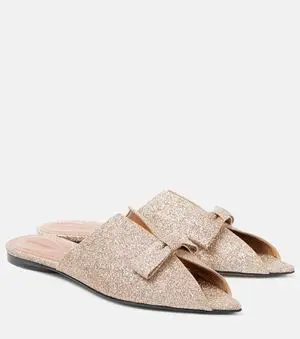 Zimmermann Tux Glitter Leather Mules - Gold