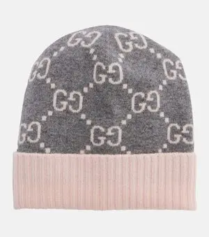 Gucci Cashmere Jacquard Beanie - Grey