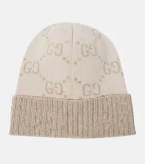 Gucci Cashmere Jacquard Beanie - White