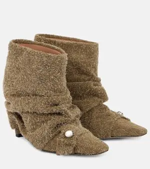 Attico Juno 95 Suede Ankle Boots - Beige