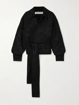 RÓHE Floral Satin-jacquard Wrap Shirt