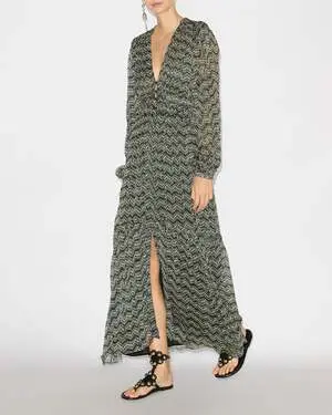 MARANT ETOILE Amara Printed Muslin Maxi Dress - Black