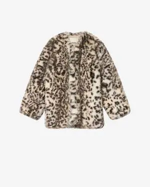 Isabel Marant Aglae Faux Fur Coat - Ecru/black