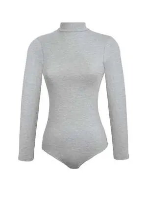 Shop Ambitionist Mockneck Turtleneck Thong Bodysuit - Grey