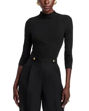 Aqua Ribbed Long Sleeve Mock-neck Top Exclusive