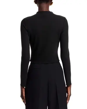 Aqua Ribbed Long Sleeve Mock-neck Top Exclusive