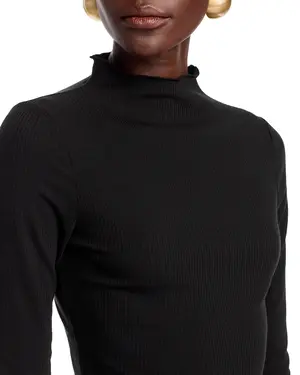 Aqua Ribbed Long Sleeve Mock-neck Top Exclusive