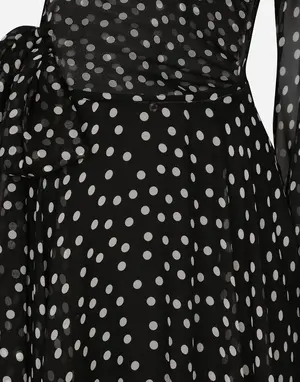 Dolce & Gabbana Asymmetrical Polka-dot Silk Chiffon Dress