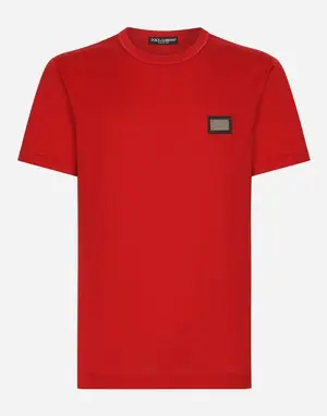 Dolce & Gabbana Cotton T-shirt With Branded Tag Red