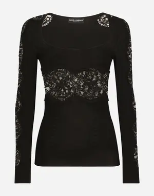 Dolce & Gabbana Viscose Sweater With Lace Inserts