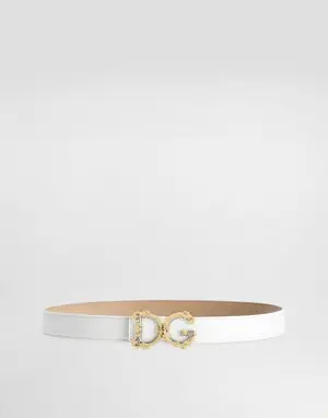 Dolce & Gabbana Calfskin Belt With Logo - White