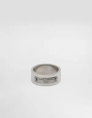 Dolce & Gabbana Ring With Logo Tag - Silver