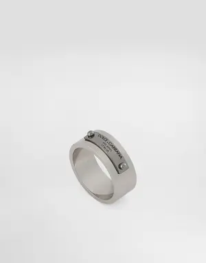 Dolce & Gabbana Ring With Logo Tag - Silver