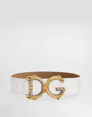 Dolce & Gabbana Calfskin Belt With Dg Logo - White