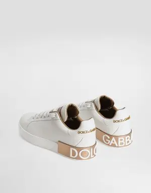 Dolce & Gabbana Calfskin Nappa Portofino Sneakers - Gold
