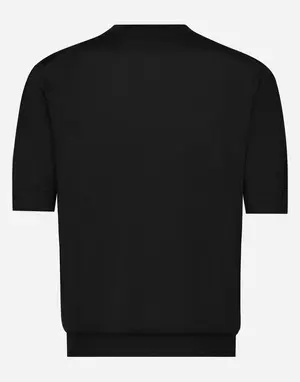 Dolce & Gabbana Round-neck Silk Sweater With Logo - Black